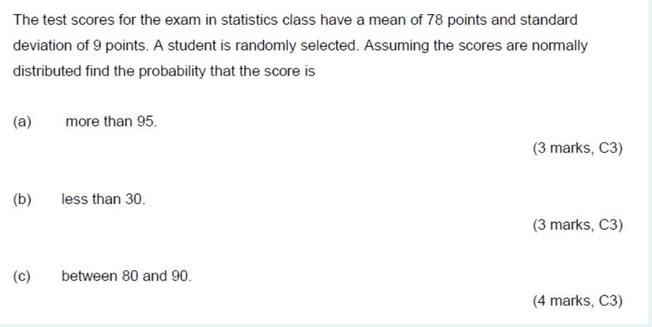 Solved The test scores for the exam in statistics class have | Chegg.com