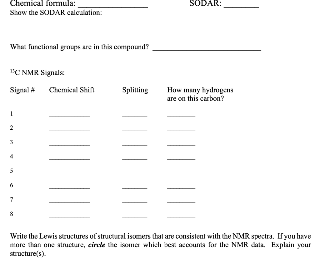 Solved SODAR: Chemical formula: Show the SODAR | Chegg.com