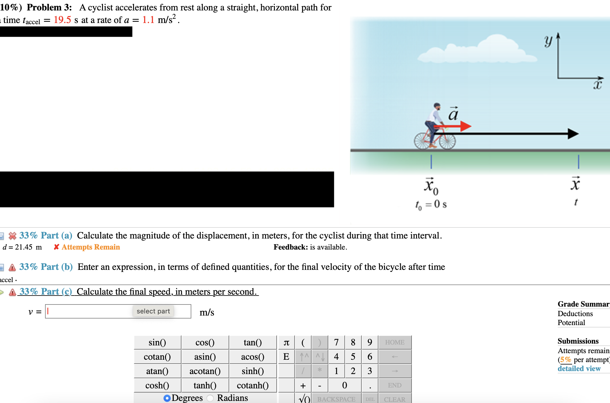 Solved 10 Problem 3 A Cyclist Accelerates From Rest