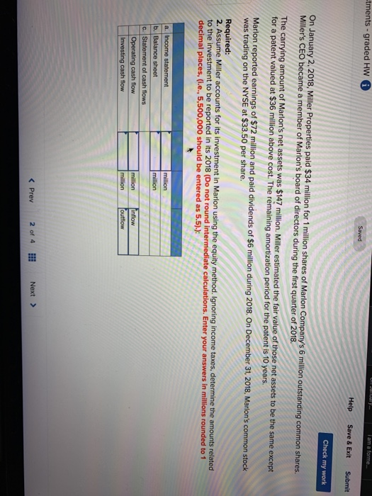 Solved tments -graded HW Help Save&Exit Submit Check my work | Chegg.com
