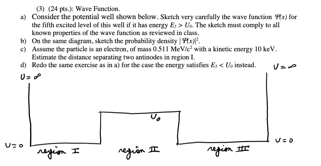 Solved (3) (24 pts.): Wave Function. a) Consider the | Chegg.com