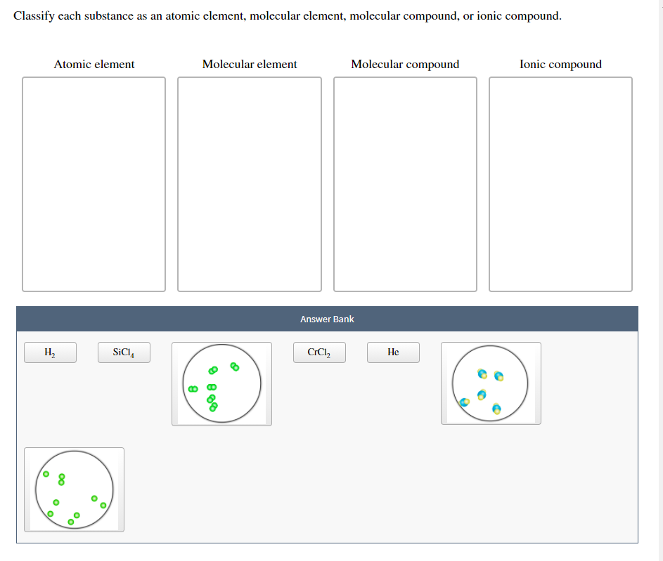 Solved Classify each substance as an atomic element, | Chegg.com