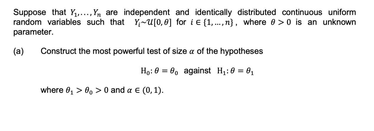 Suppose that Y1,…,Yn are independent and identically | Chegg.com