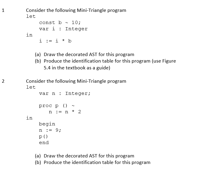 Solved onsider the following Mini-Triangle program var g1: | Chegg.com Solved onsider the following Mini-Triangle program var g1: | Chegg.com