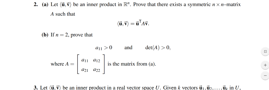 Solved 2. (a) Let (i,v) be an inner product in R". Prove | Chegg.com