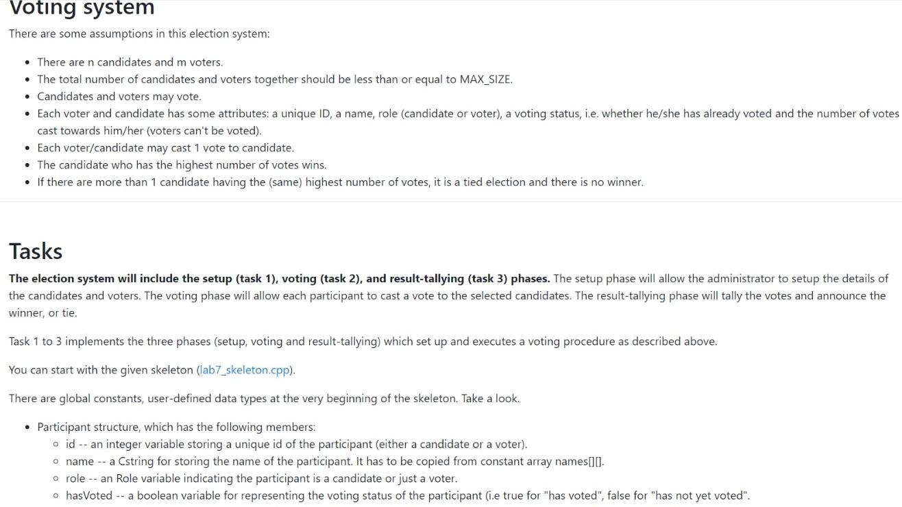 Solved Voting system There are some assumptions in this | Chegg.com