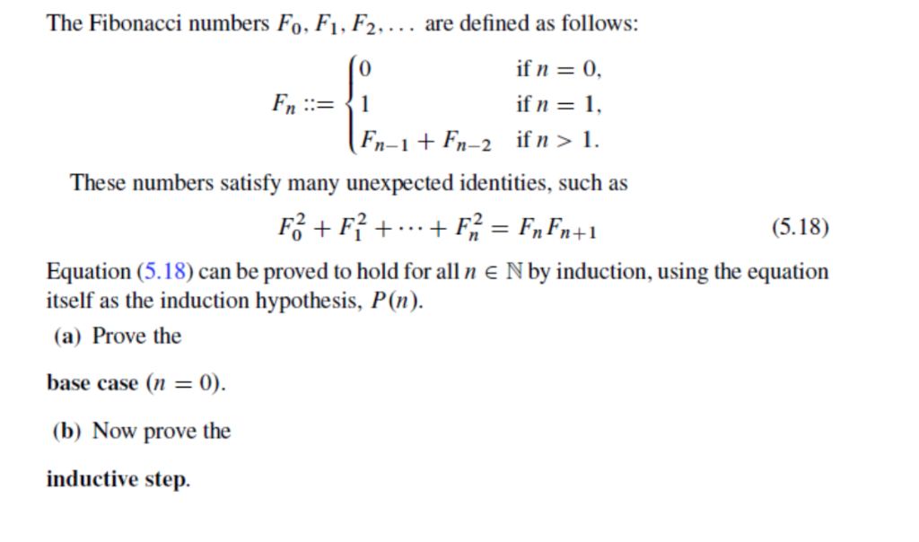 Solved 0 1 The Fibonacci numbers Fo, F1, F2, ... are defined | Chegg.com