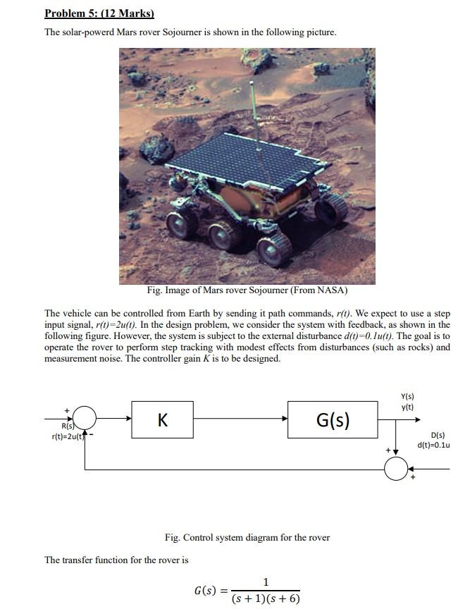Solved Problem 5: (12 Marks) The solar-powerd Mars rover | Chegg.com