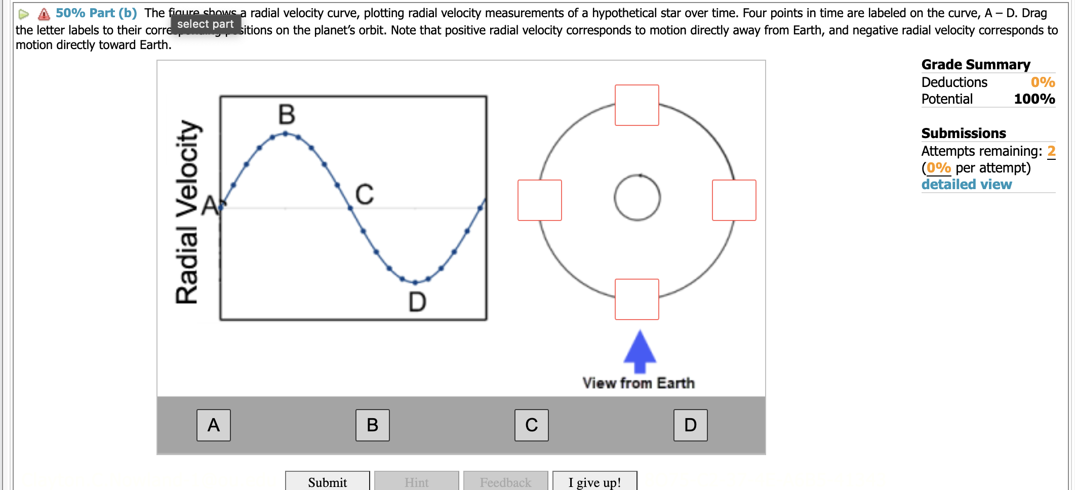 Solved 50% Part (b) The fiourro chowc a radial velocity | Chegg.com