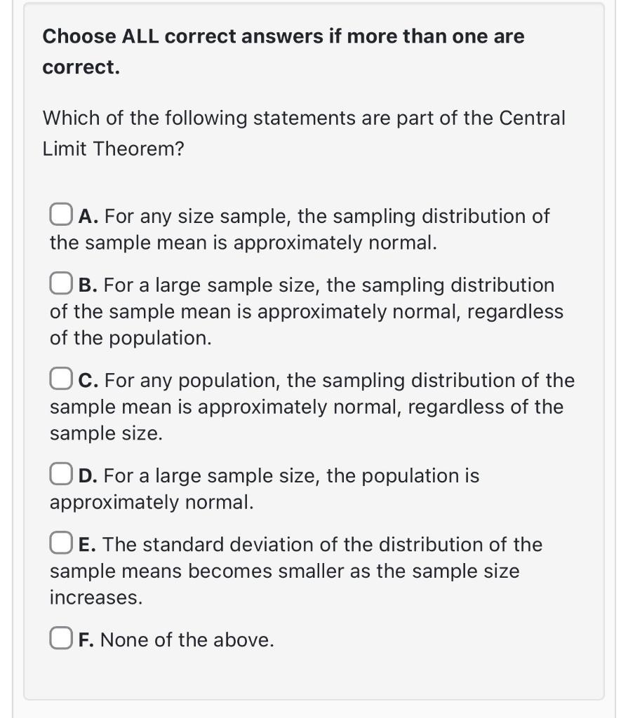Solved Choose ALL correct answers if more than one are | Chegg.com