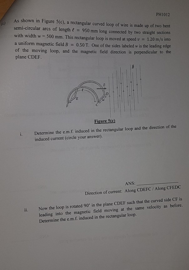 Solved As shown in Figure 5(c), a rectangular curved loop of | Chegg.com