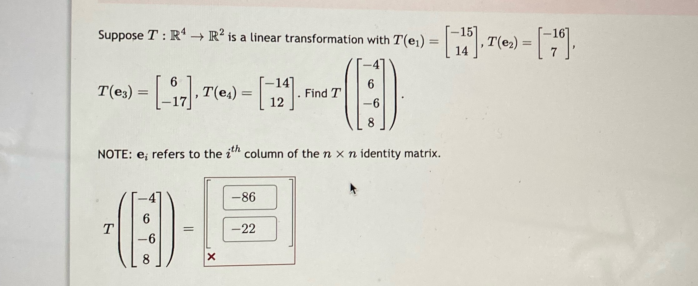 Solved Suppose T:R4→R2 ﻿is a linear transformation with | Chegg.com