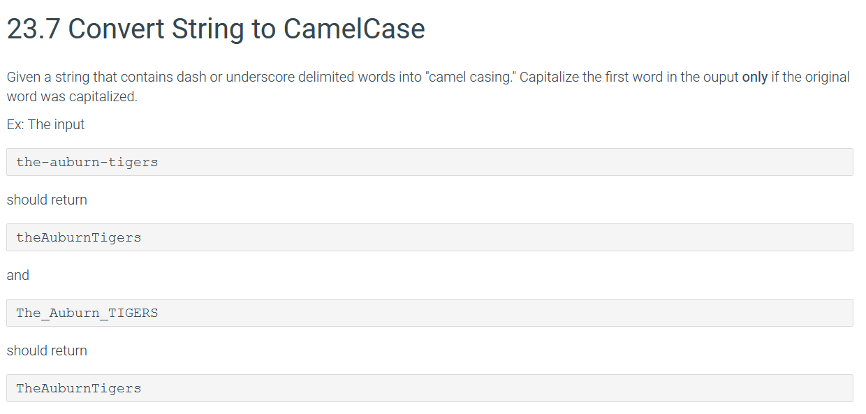 Solved 23.7 Convert String to CamelCase Given a string that | Chegg.com