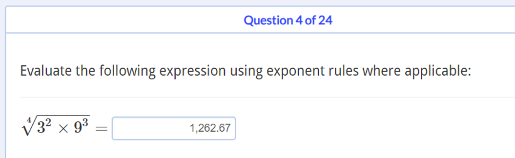 Solved Question 4 ﻿of 24Evaluate the following expression | Chegg.com