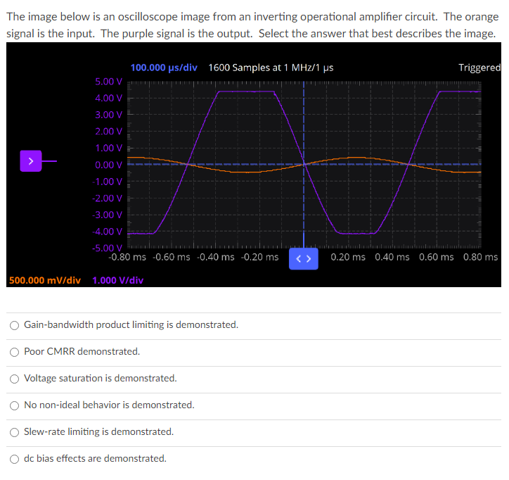Solved The image below is an oscilloscope image from an | Chegg.com