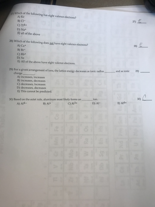 Solved n Which of the following has eight valence electrons? | Chegg.com