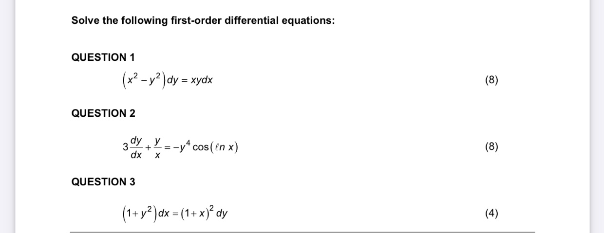 Solved Solve the following first-order differential | Chegg.com