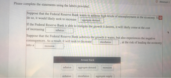 Solved Attempt2 Please complete the statements using the | Chegg.com