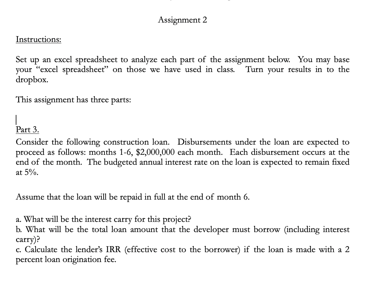 Assignment 2 Instructions: Set up an excel | Chegg.com