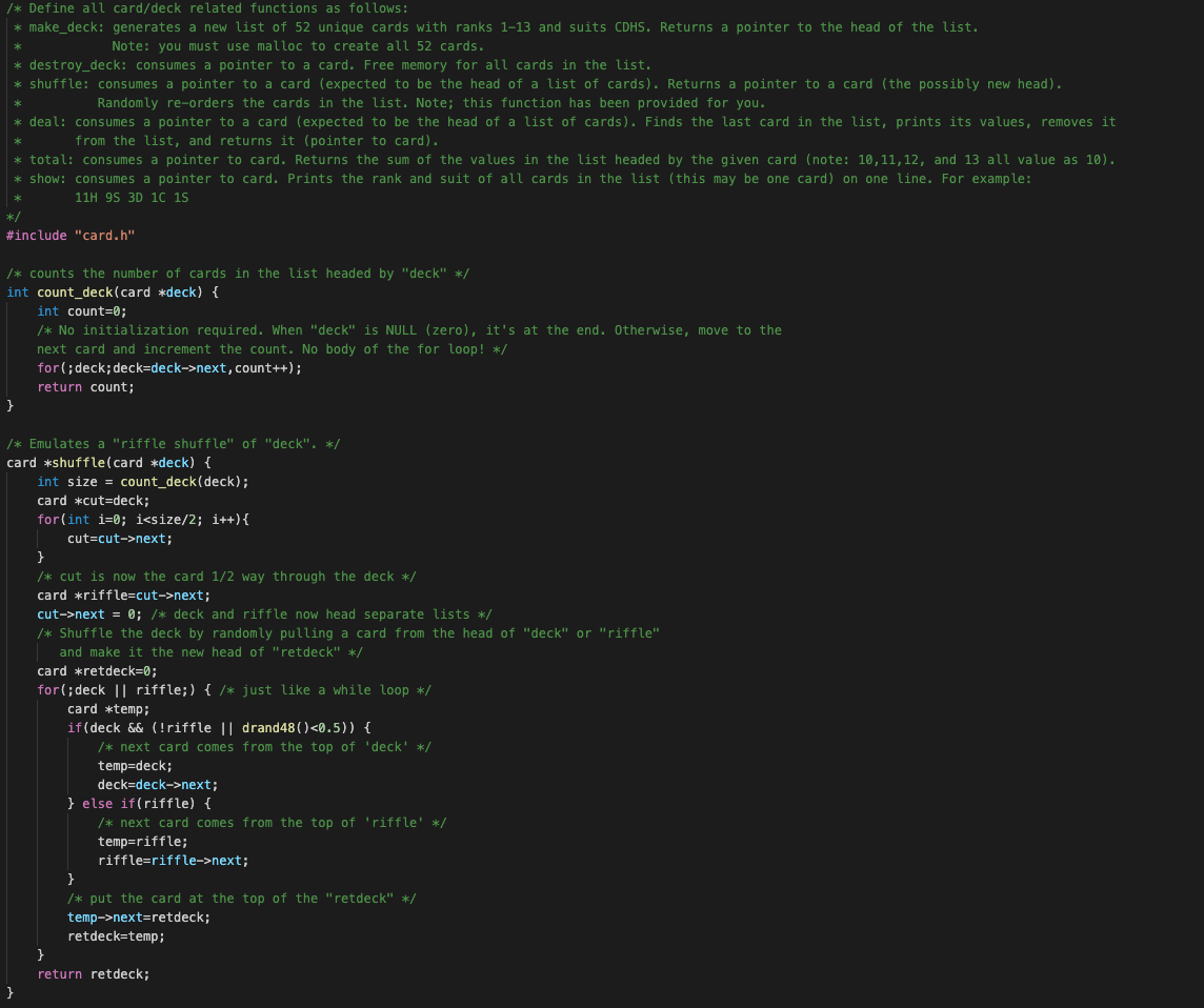 Solved Write A Game Of 21 Using Multiple C Program Files 