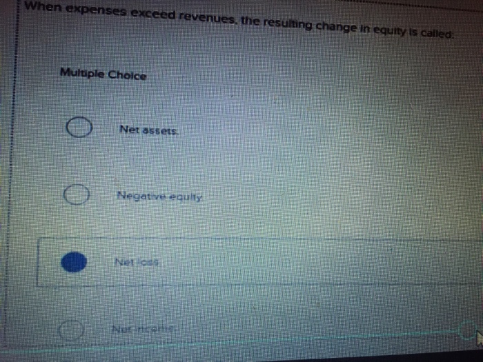 Solved When expenses exceed revenues, the resulting change | Chegg.com