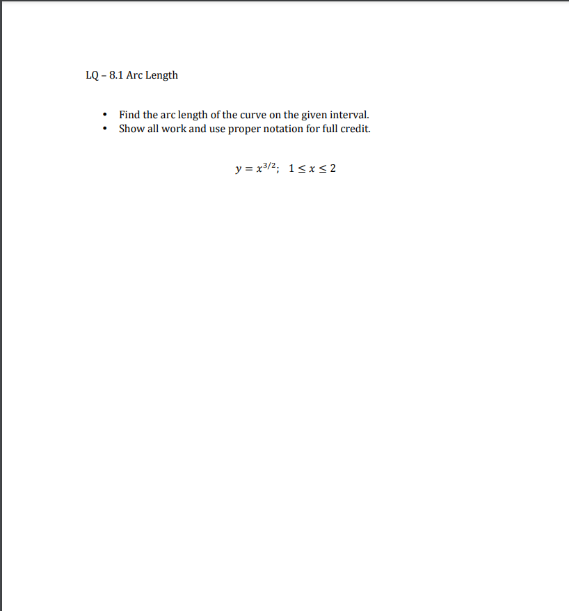 Solved LQ - 8.1 Arc Length • Find the arc length of the | Chegg.com
