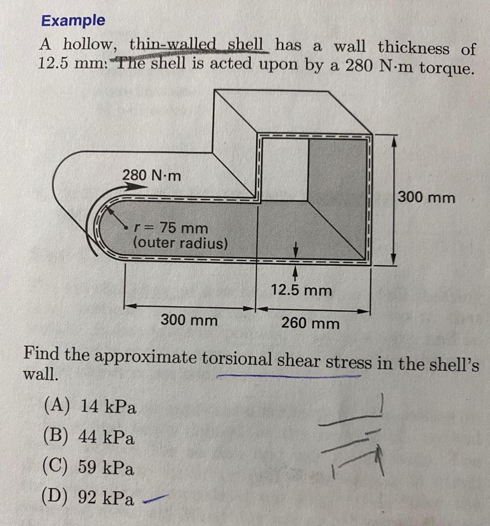 Solved Example A hollow, thin-walled shell has a wall | Chegg.com