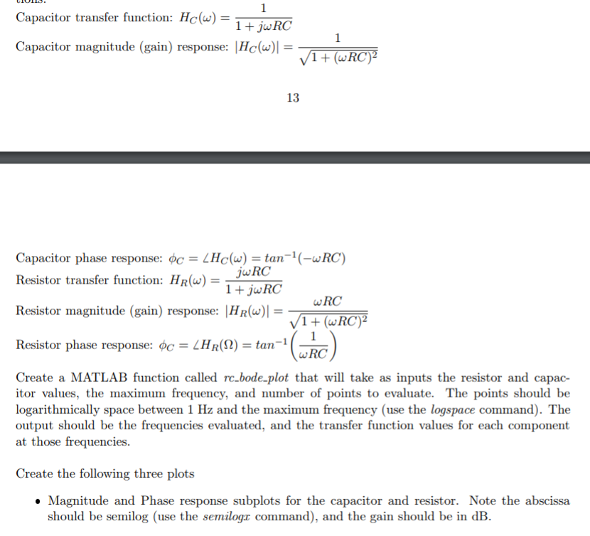 Solved Capacitor transfer function: Ho(w)- 1 +jwRC Capacitor | Chegg.com