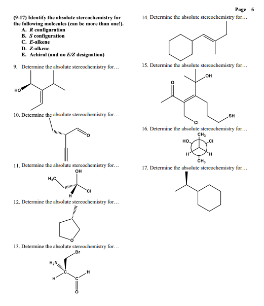 Solved Page 6 14. Determine the absolute stereochemistry | Chegg.com