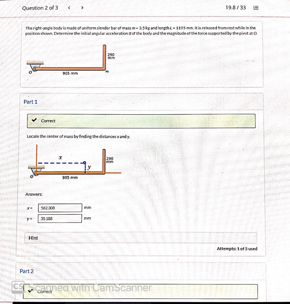 Solved Question 2 of 3 19.8/33 The right-angle body is | Chegg.com