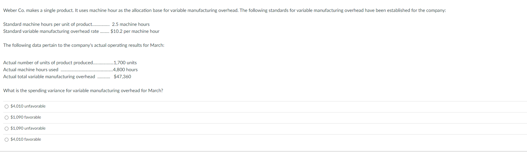 Solved Standard machine hours per unit of | Chegg.com