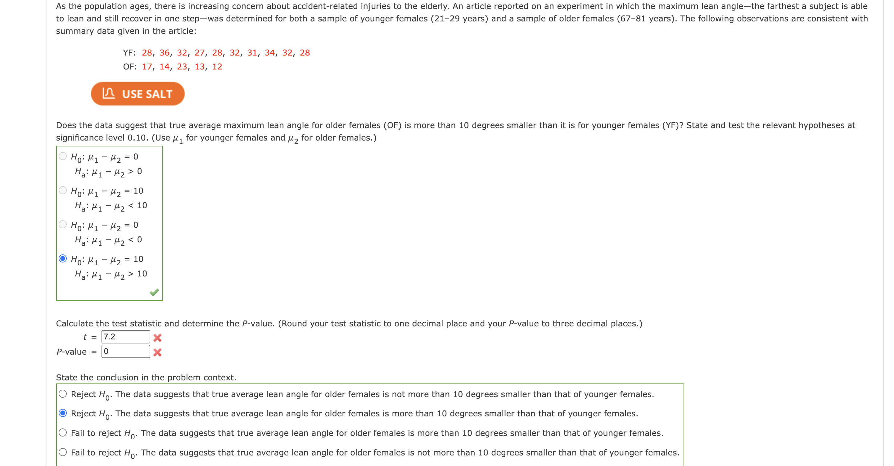 Solved summary data given in the article: ﻿YF: | Chegg.com
