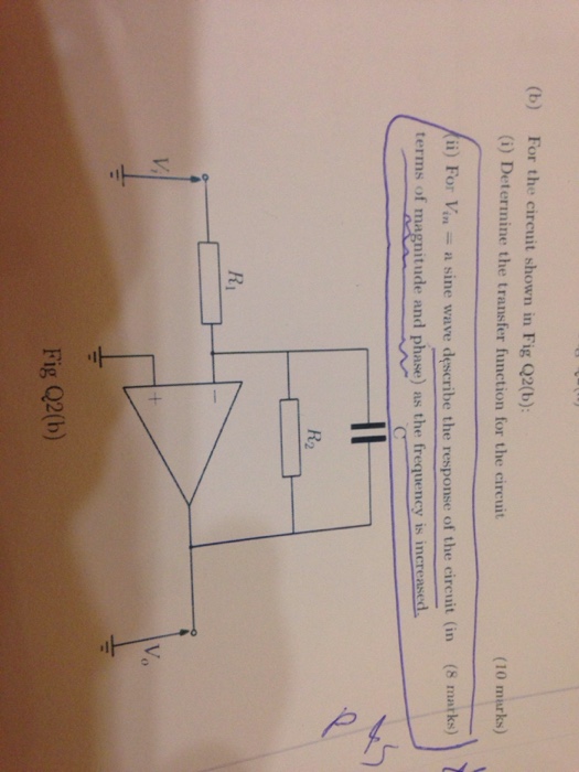 Solved (b) For the circuit shown in Fig Q2(b): (i) Determine | Chegg.com