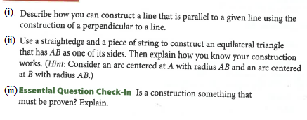 Solved (1) Describe how you can construct a line that is | Chegg.com