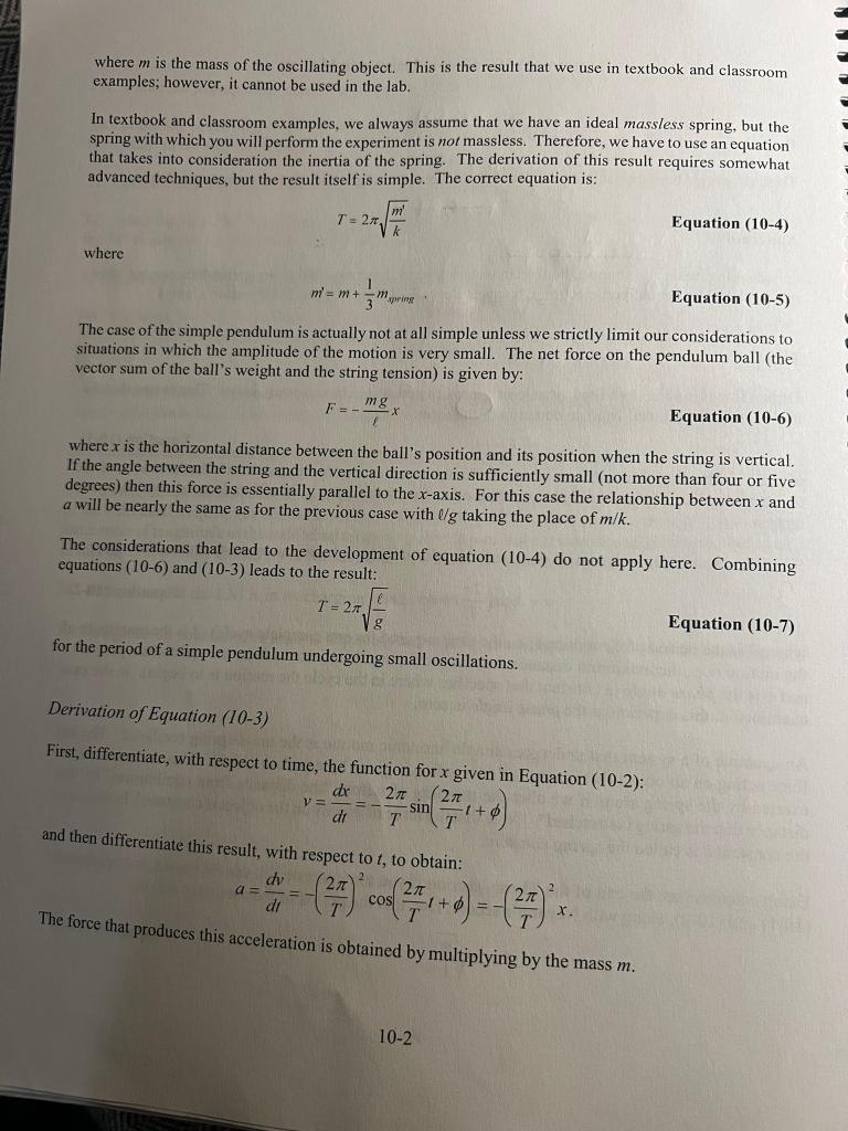 Solved Procedure A Finding the Spring Constant (include | Chegg.com