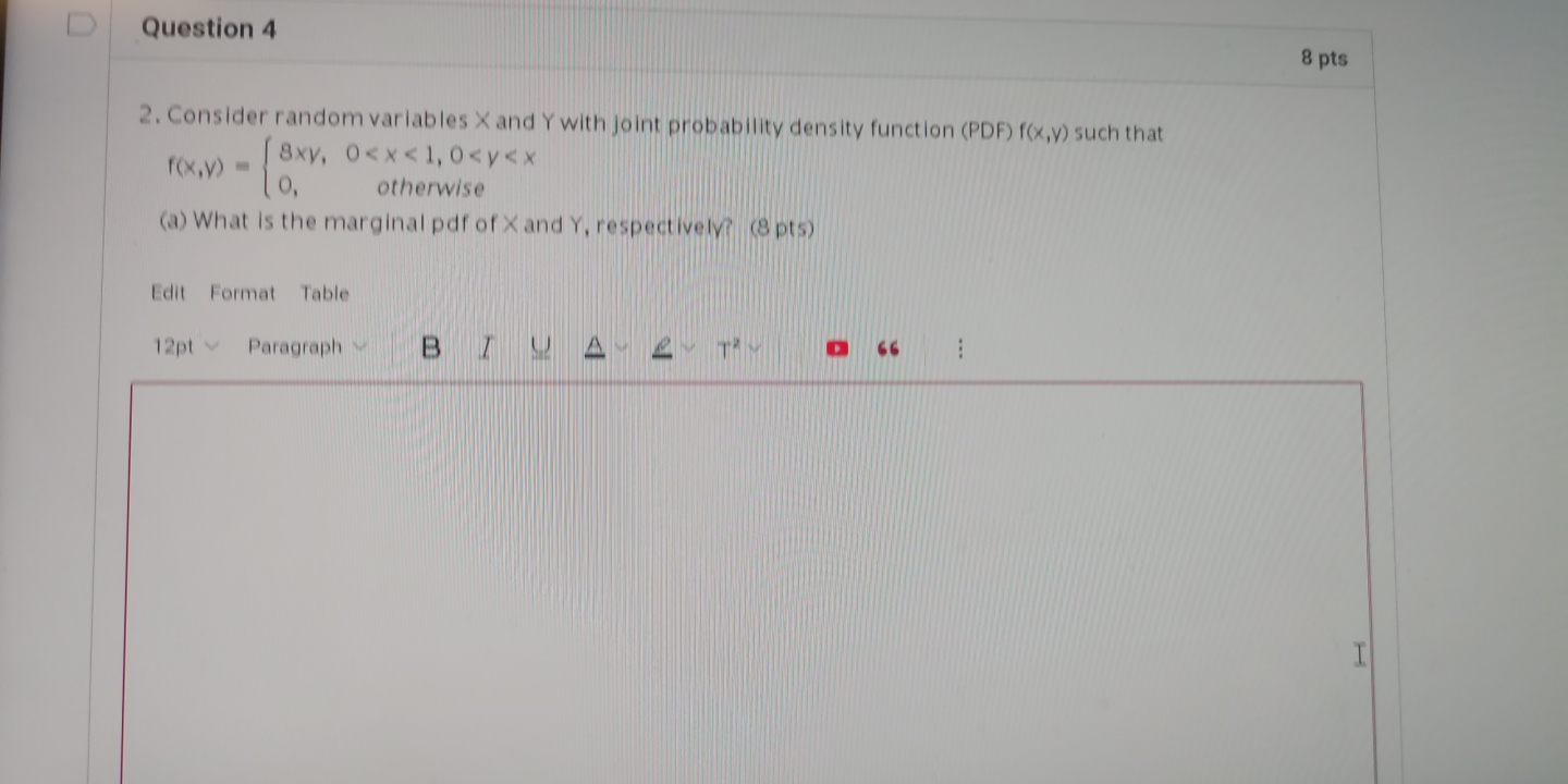 Solved u Question 4 8 pts 2. Consider random variables X and | Chegg.com