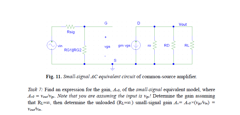 Solved G D Vout Rsig + vin ro gm vgs RD vgs RL RG1||RG2 S | Chegg.com