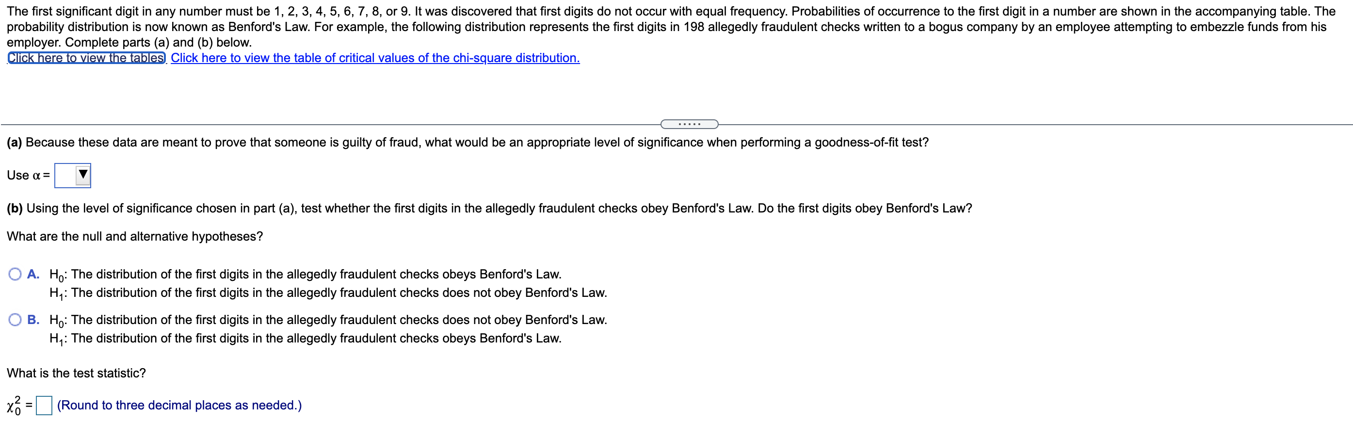 Solved Distribution of first digits Full data set 2 | Chegg.com