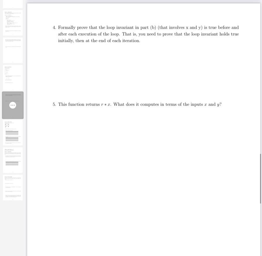 Question 5 Loop Invariants Consider The Following 