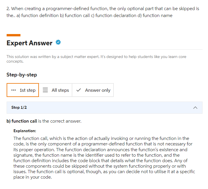 Solved What S The Point Of A Function If It Has No