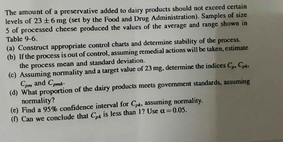 Solved The amount of a preservative added to dairy products | Chegg.com