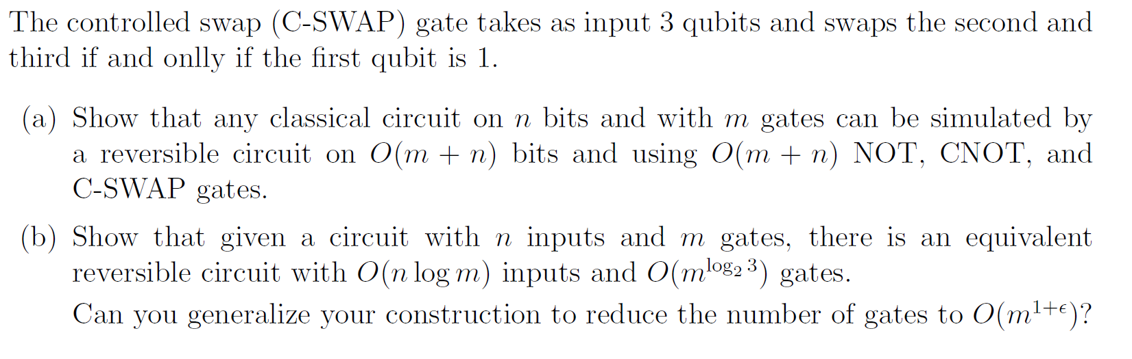 Solved The controlled swap (C-SWAP) gate takes as input 3 | Chegg.com