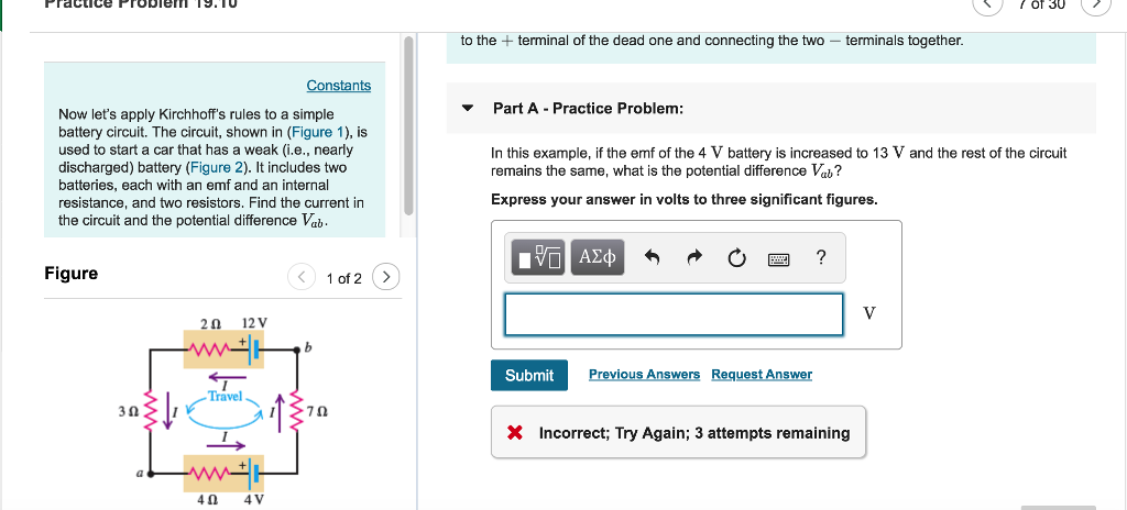 Solved of 30 to the +terminal of the dead one and connecting | Chegg.com