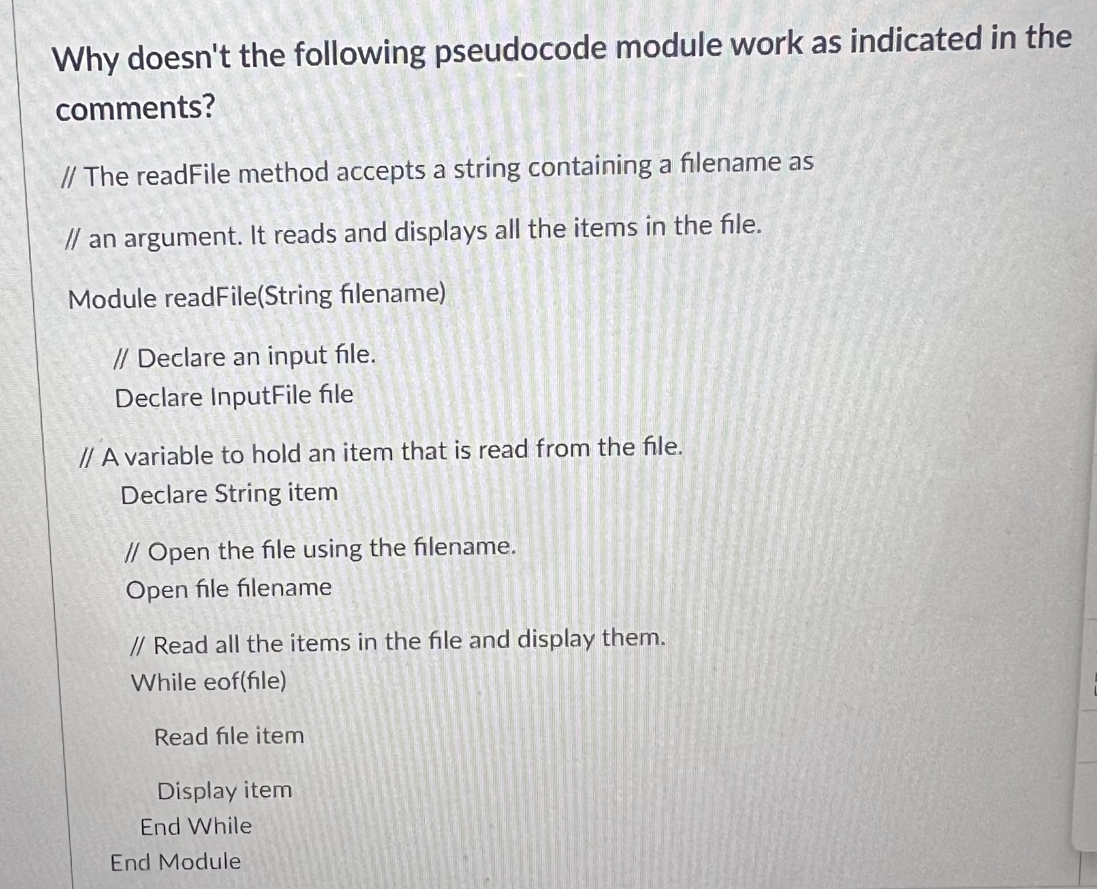 Solved Why Doesnt The Following Pseudocode Module Work 3658