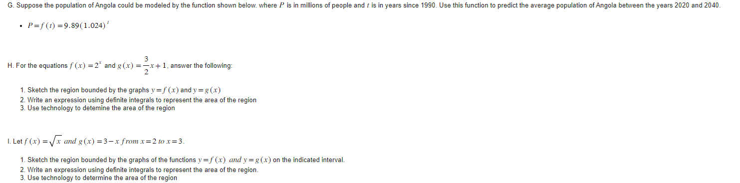 Solved - P=f(t)=9.89(1.024)t H. For the equations f(x)=2x | Chegg.com