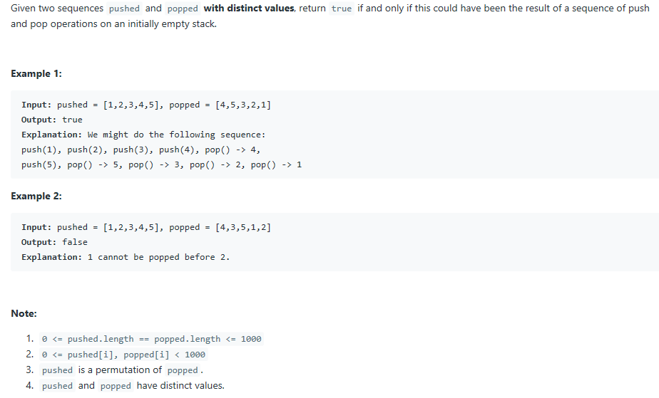 Solved Solve problem using Java. Given two sequences pushed | Chegg.com
