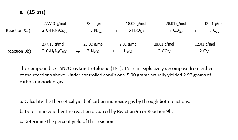 Solved (15 ﻿pts)The compound C7H5N2O6 ﻿is trinitrotoluene | Chegg.com