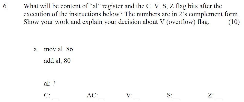 Solved 6. What will be content of “al” register and the C, | Chegg.com
