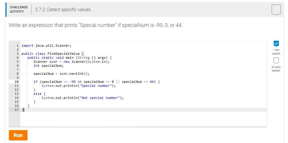 Solved Write an expression that prints "Special number" if | Chegg.com