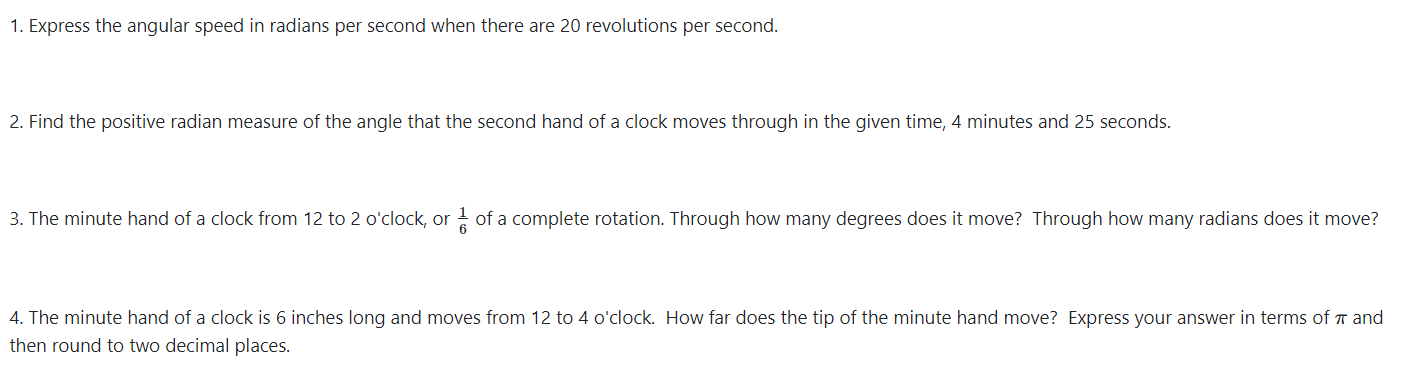 Solved 1. Express the angular speed in radians per second | Chegg.com